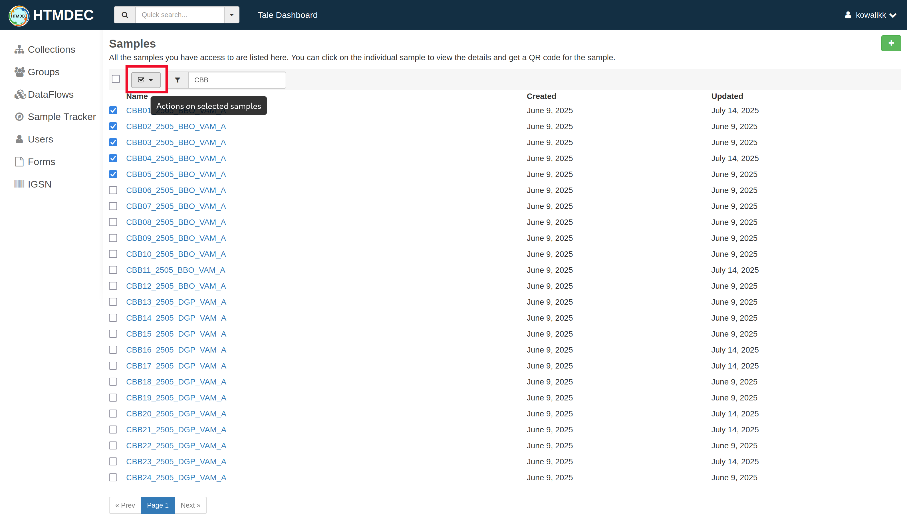 Sample Tracking — HTMDEC DMS